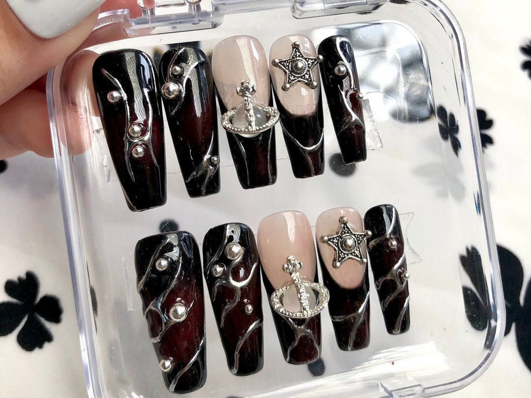Occult Y2K Nail Set Phantasmagoric Y2K Press-on Nails Medium Coffin ...