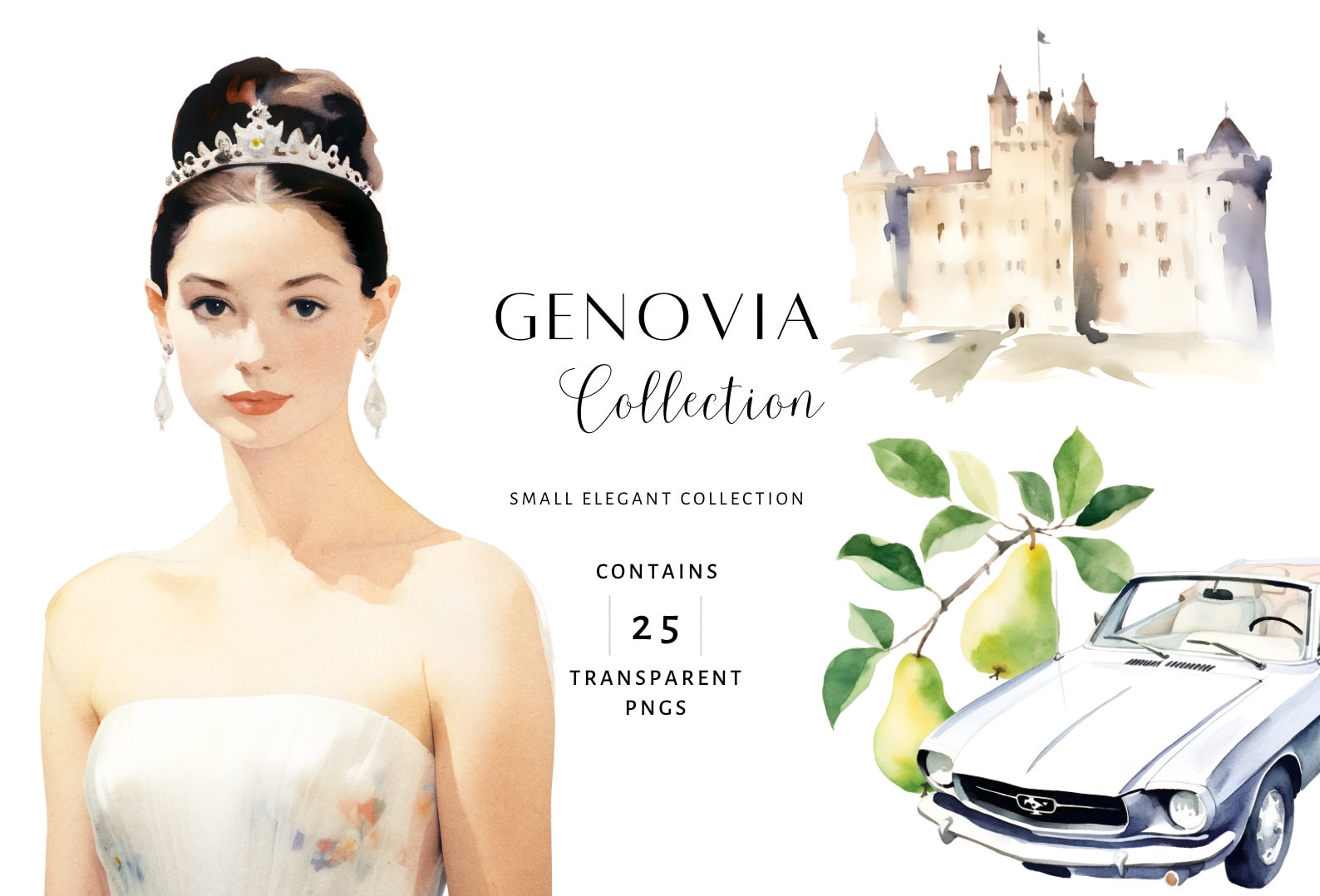 Genovia Collection Princess Clipart Spring Florals Art - Etsy