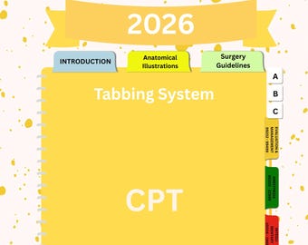 2026 CPT - Tabbing System | Medical Coding Tabs | Book Tabs (book NOT Included) - Etsy