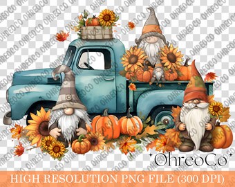 Fall Gnomes Truck Png Sublimation Design, Pumpkin Png, Fall Png, Fall ...
