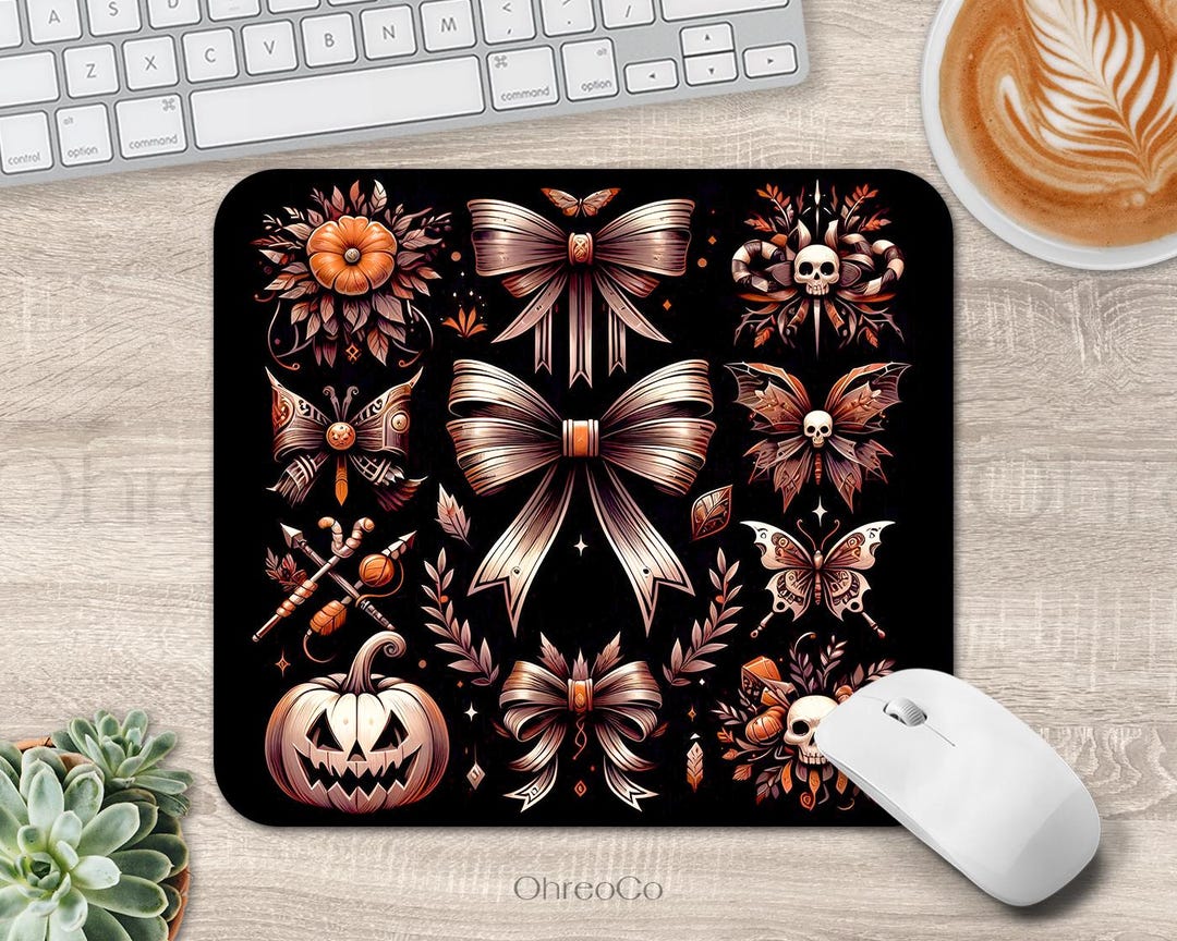Coquette Bow Halloween Mouse Pad Sublimation Design PNG, Halloween ...