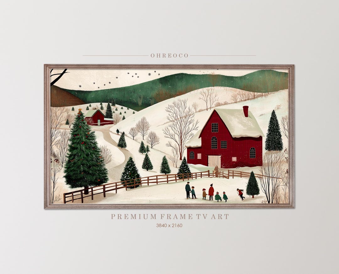 Winter Farmhouse Christmas Village Frame TV Art (digital Download) - Etsy