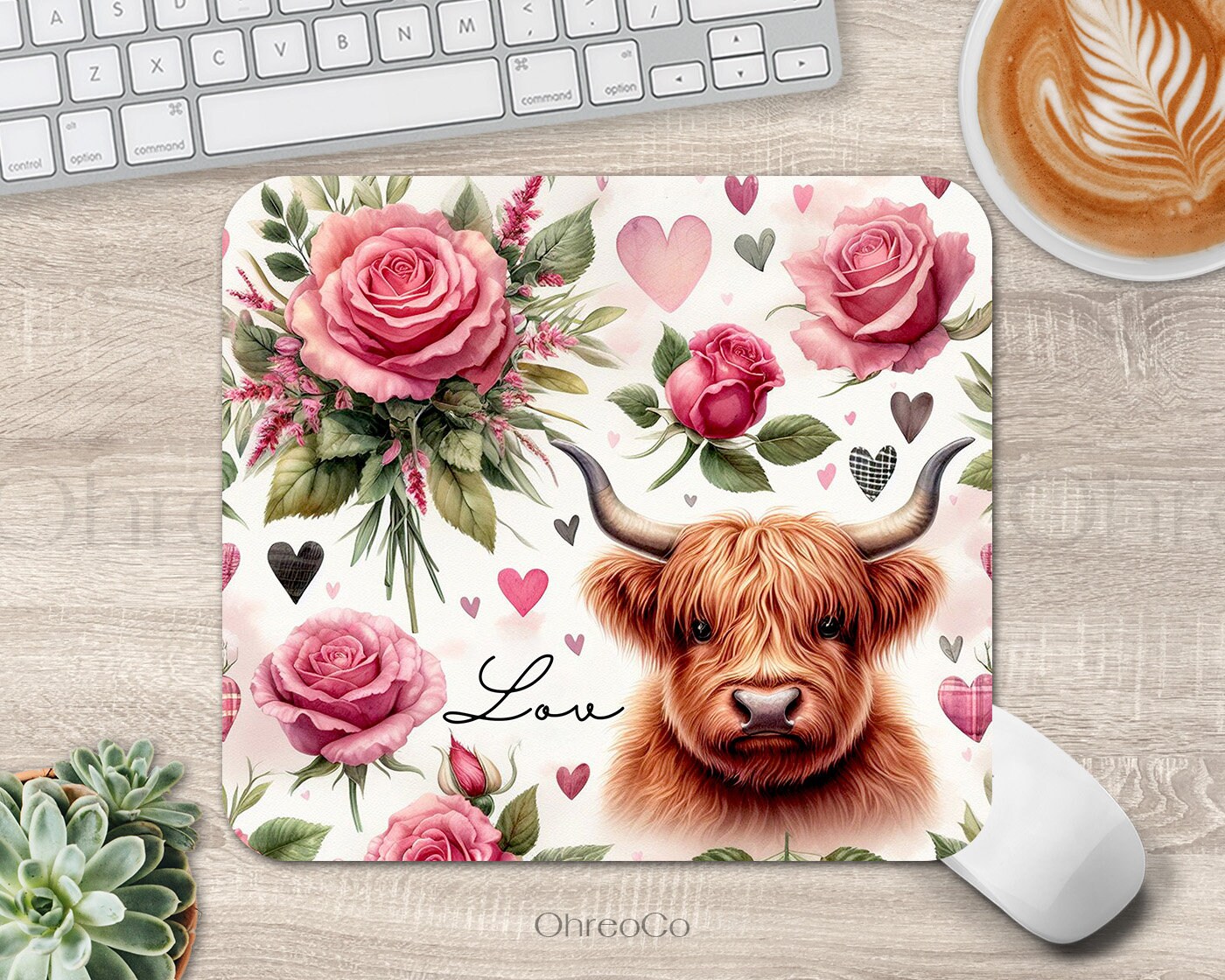 Boho Baby Highland Cow Mouse Pad Sublimation Design PNG, Highland Cow ...