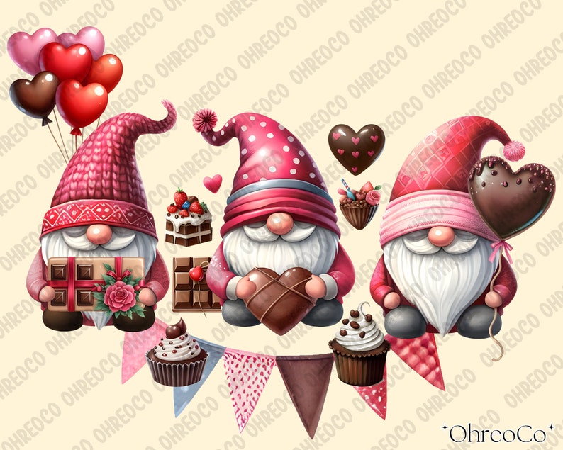 Happy Valentine's Day Gnomies Png, Gnomes Sublimation Design, Happy ...