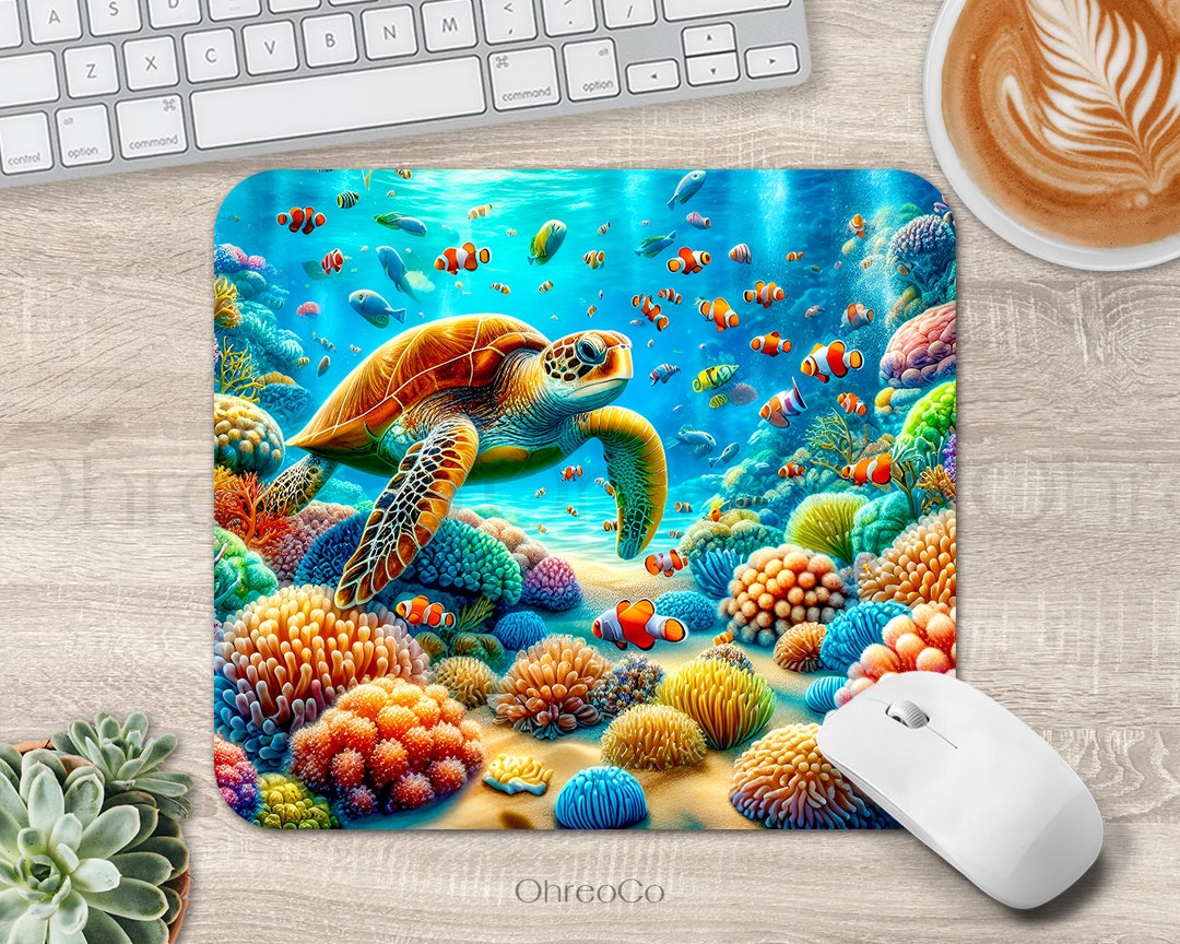 Sea Turtle Mouse Pad Sublimation Design PNG, Sea Animal Computer Mouse ...