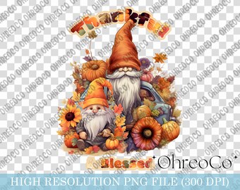 Thankful Blessed Gnomes Truck Png, Sublimation Designs Downloads, Fall ...