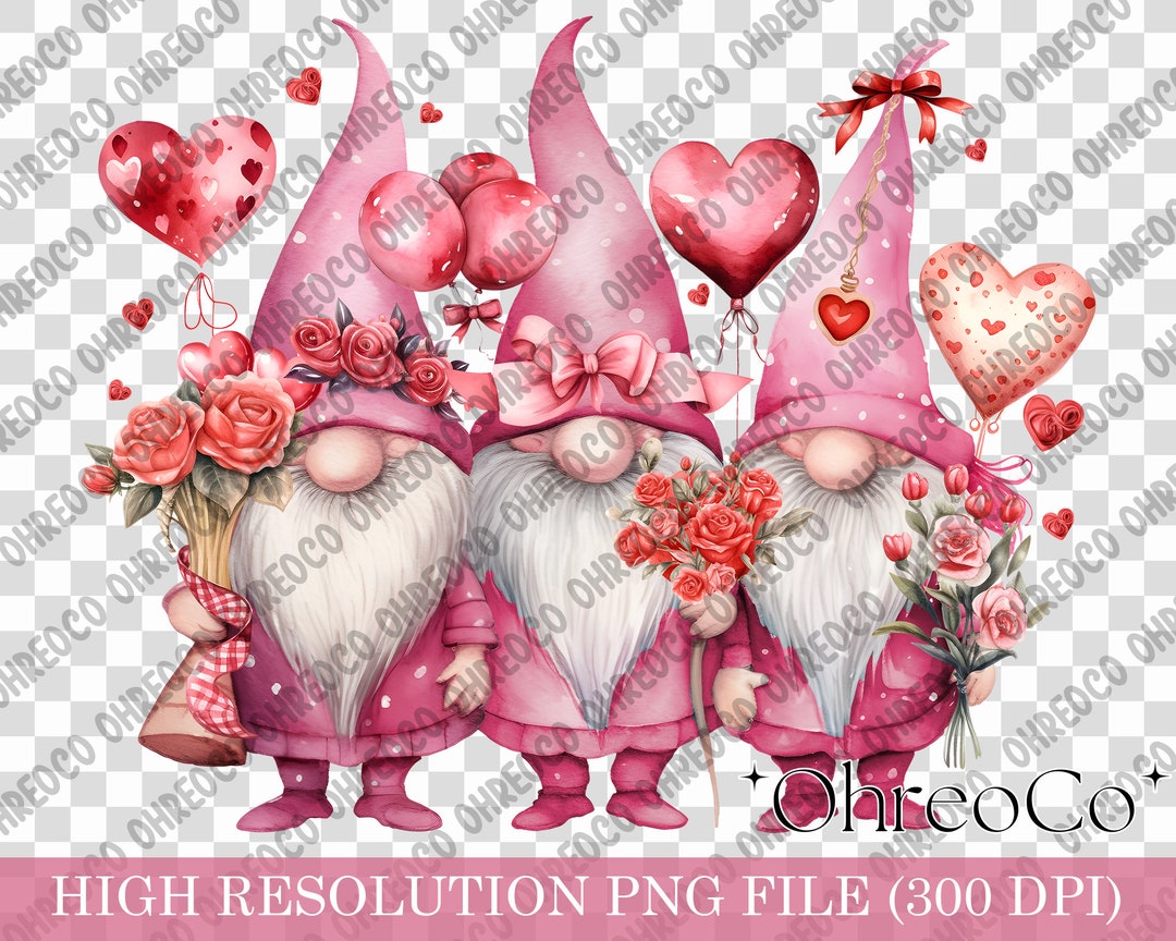 Valentine's Day Gnomies Png Sublimation Design, Gnomes Sublimation ...