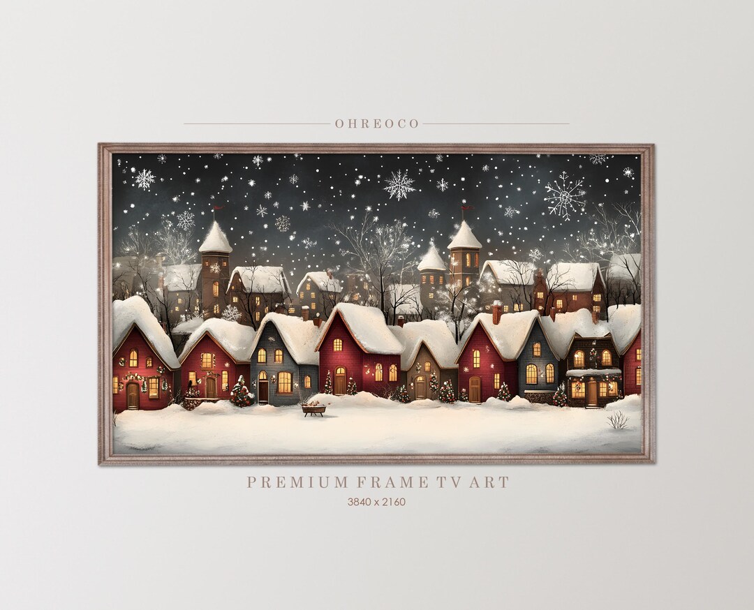 Christmas Winter Village Frame Tv Art, Frame Tv Screensaver,winter ...
