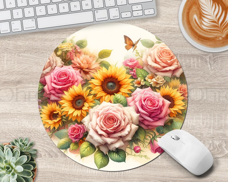Roses and Sunflowers Mouse Pad Sublimation Design PNG, Sunflower PNG ...