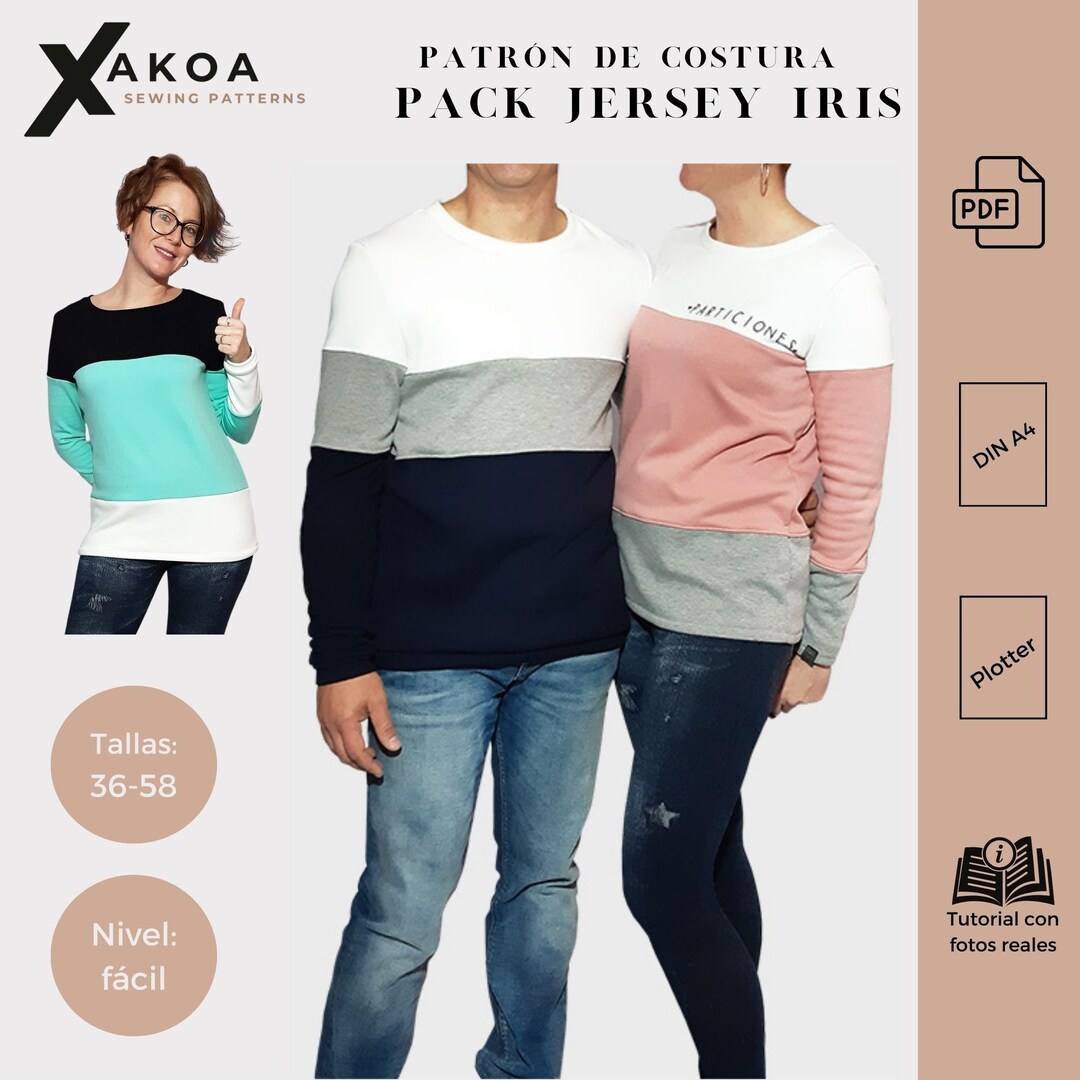 Digital Sewing Pattern for His & Hers Color-blocked Sweaters Create ...