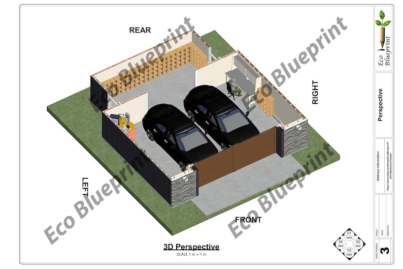 Modern 2-car Garage Plan With Storage (PDF, Sketchup) - Etsy