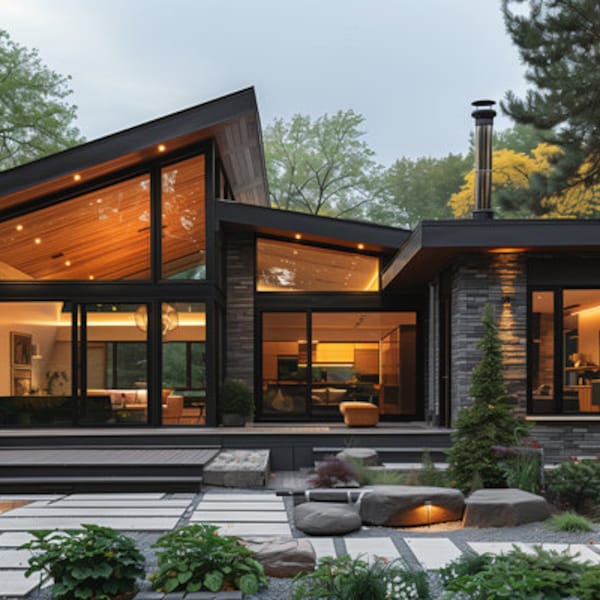 Double A-frame, 4 Bedrooms, 4 Bathroom House Architecture Build Plans ...