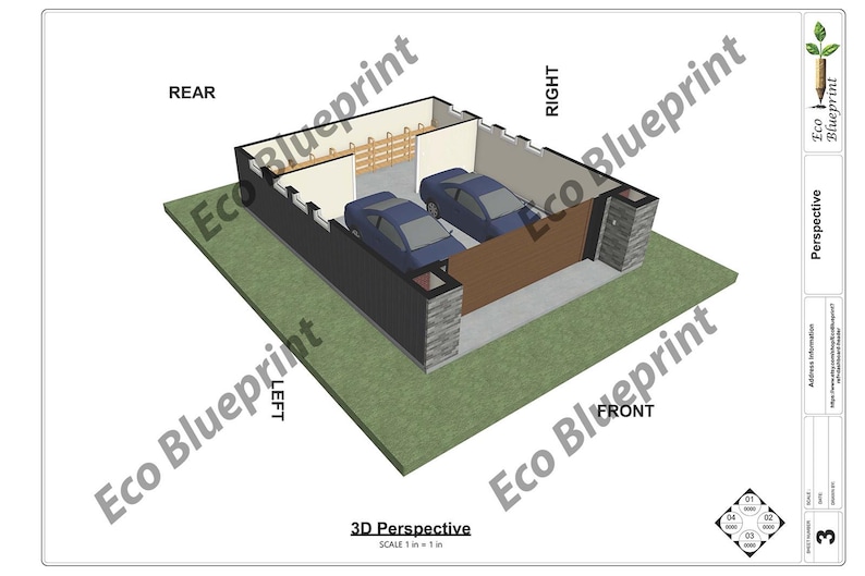 Modern 2-car Garage Plan With Storage (PDF, SKP, MP4, JPG) - Etsy