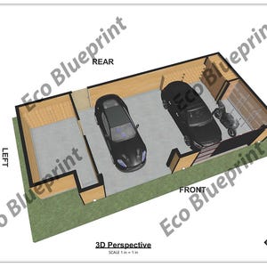 Modern 2-car Garage Plan With Storage (PDF, SKP, MP4, JPG) - Etsy