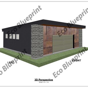 PG6. Modern Garage Ready!! (*PDF ,3D Skrtchup,mp4,jpg*) Basic Blue Print Architecture for 2 Cars ...
