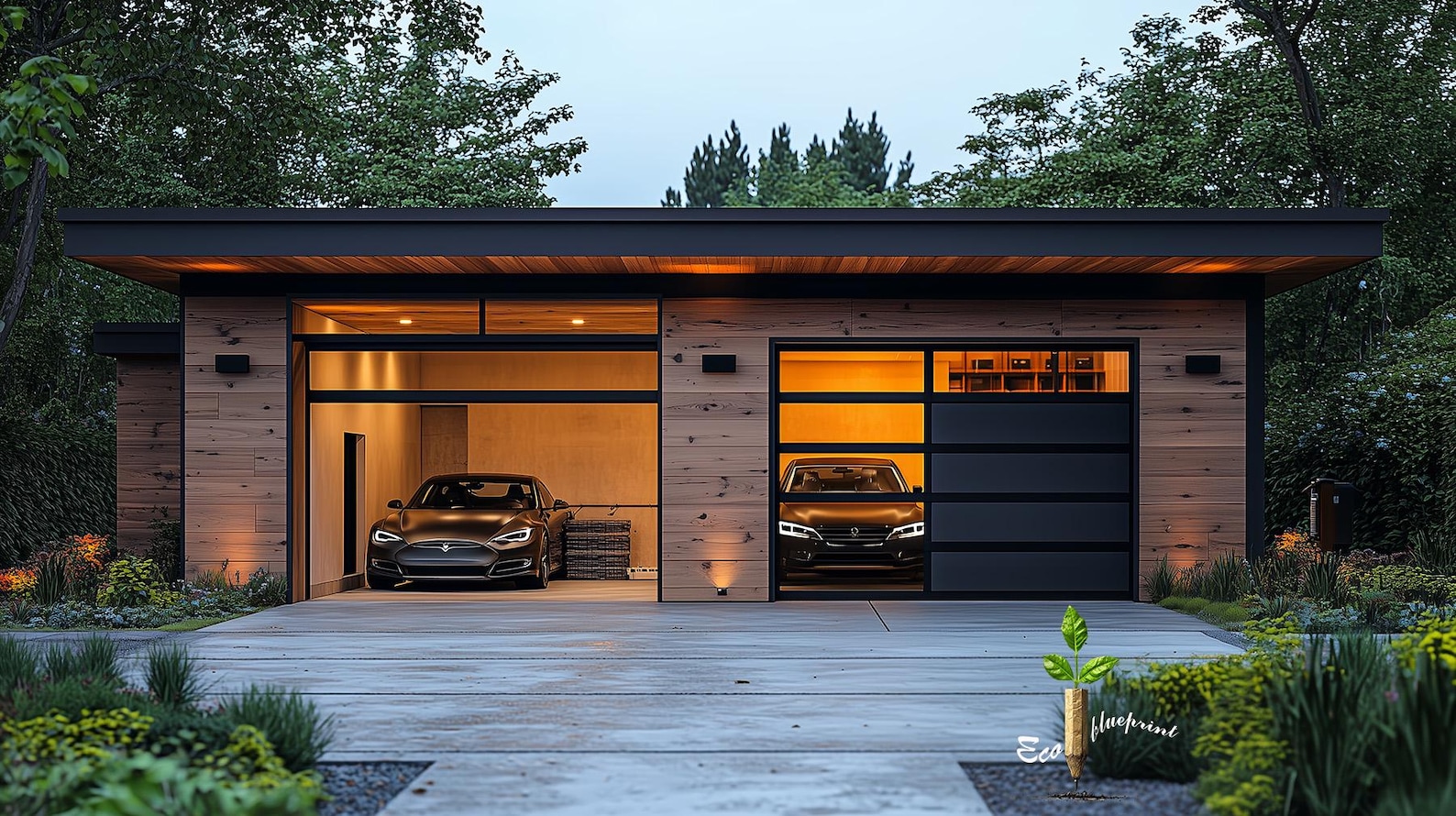 Modern 2-car Garage Plan With Storage (PDF, SKP, MP4, JPG) - Etsy
