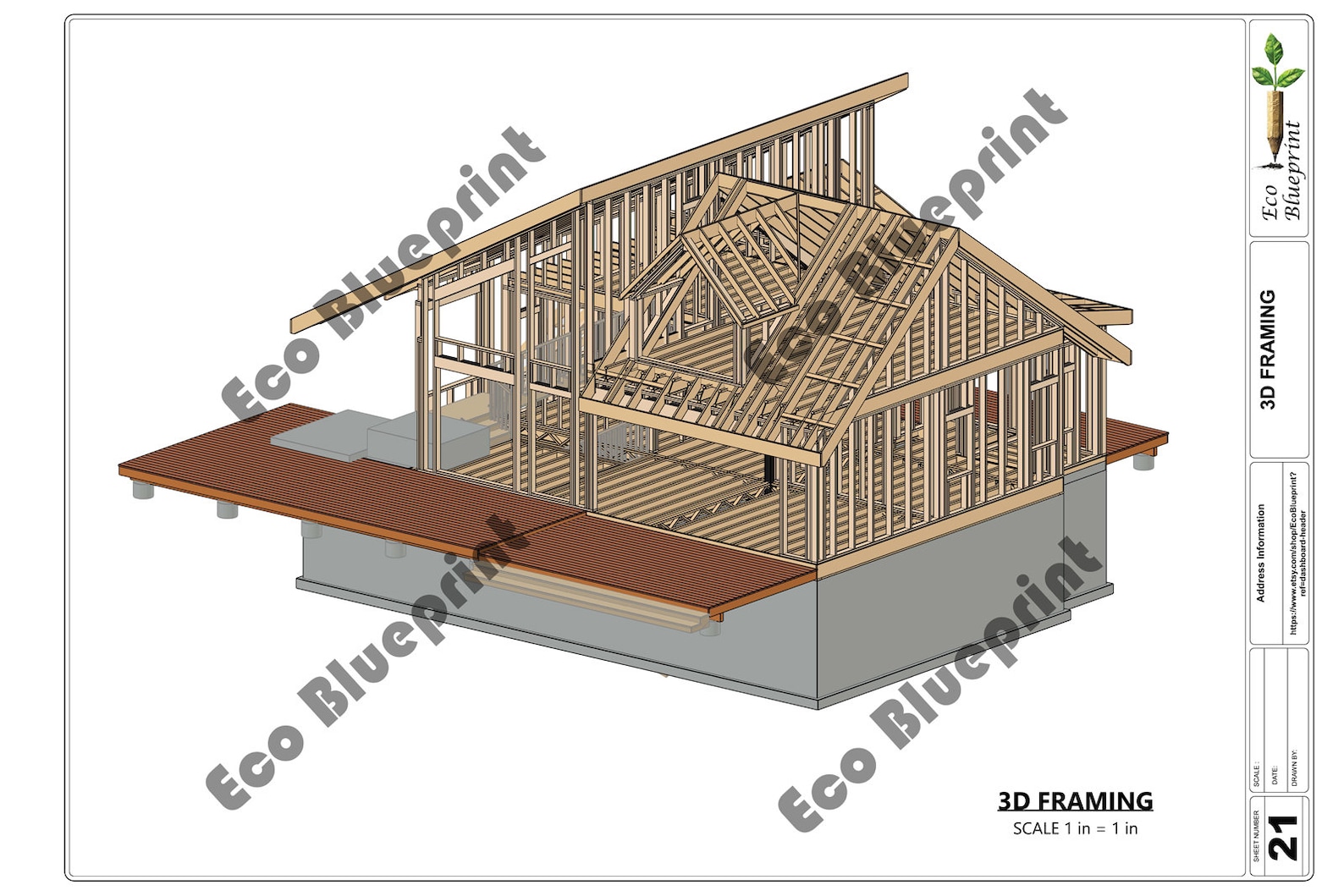 2 Bedroom Cabin House Plans With Basement & Attic (PDF Plan No.108) - Etsy
