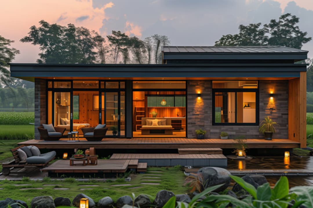 Modern Cabin Exterior Design:digital Download Only Front View Image ...
