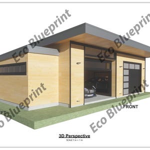 Modern 2-car Garage Plan With Storage (PDF, SKP, MP4, JPG) - Etsy