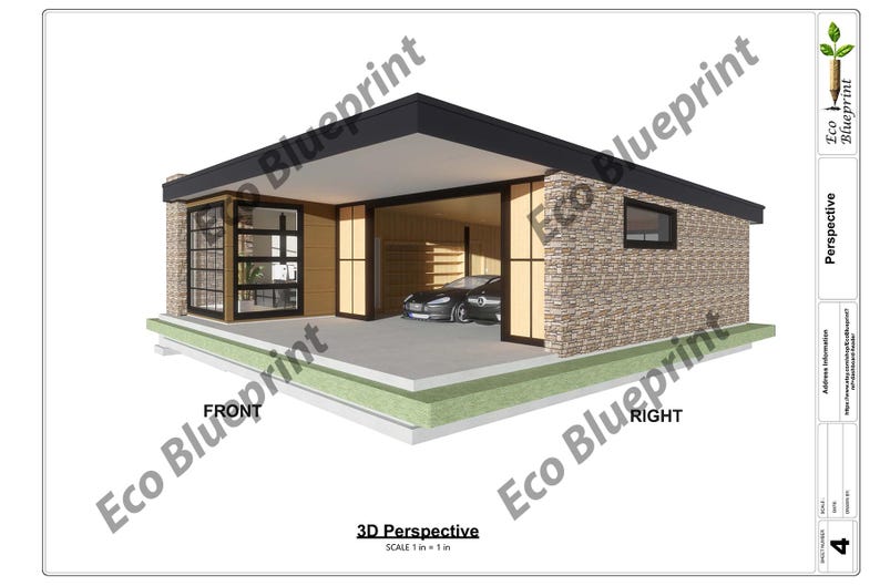 Modern 2-car Garage With Office: Architectural Plans (PDF) - Etsy