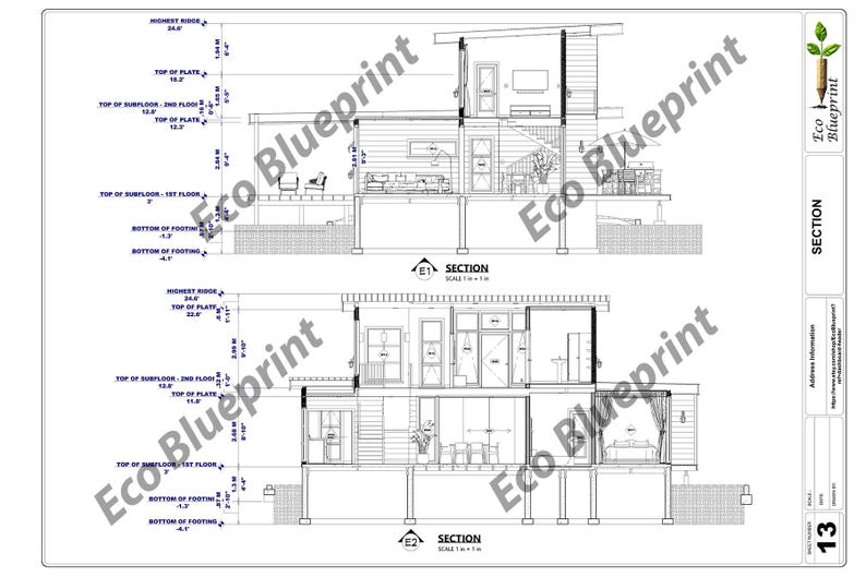 2-story House Plan: 2 Bed, 3 Bath, Modern Cabin (PDF Plan) - Etsy