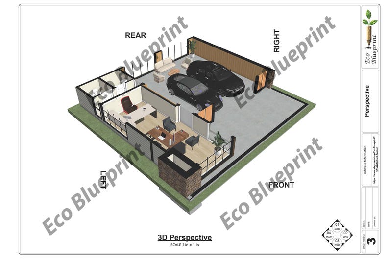 Modern 2-car Garage With Office: Architectural Plans (PDF) - Etsy