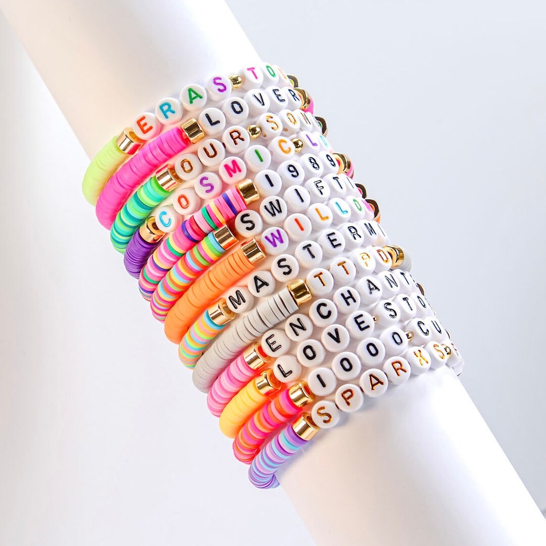 Eras Friendship Bracelets: Gold Plated Beads, Customizable Set of 5 - Etsy