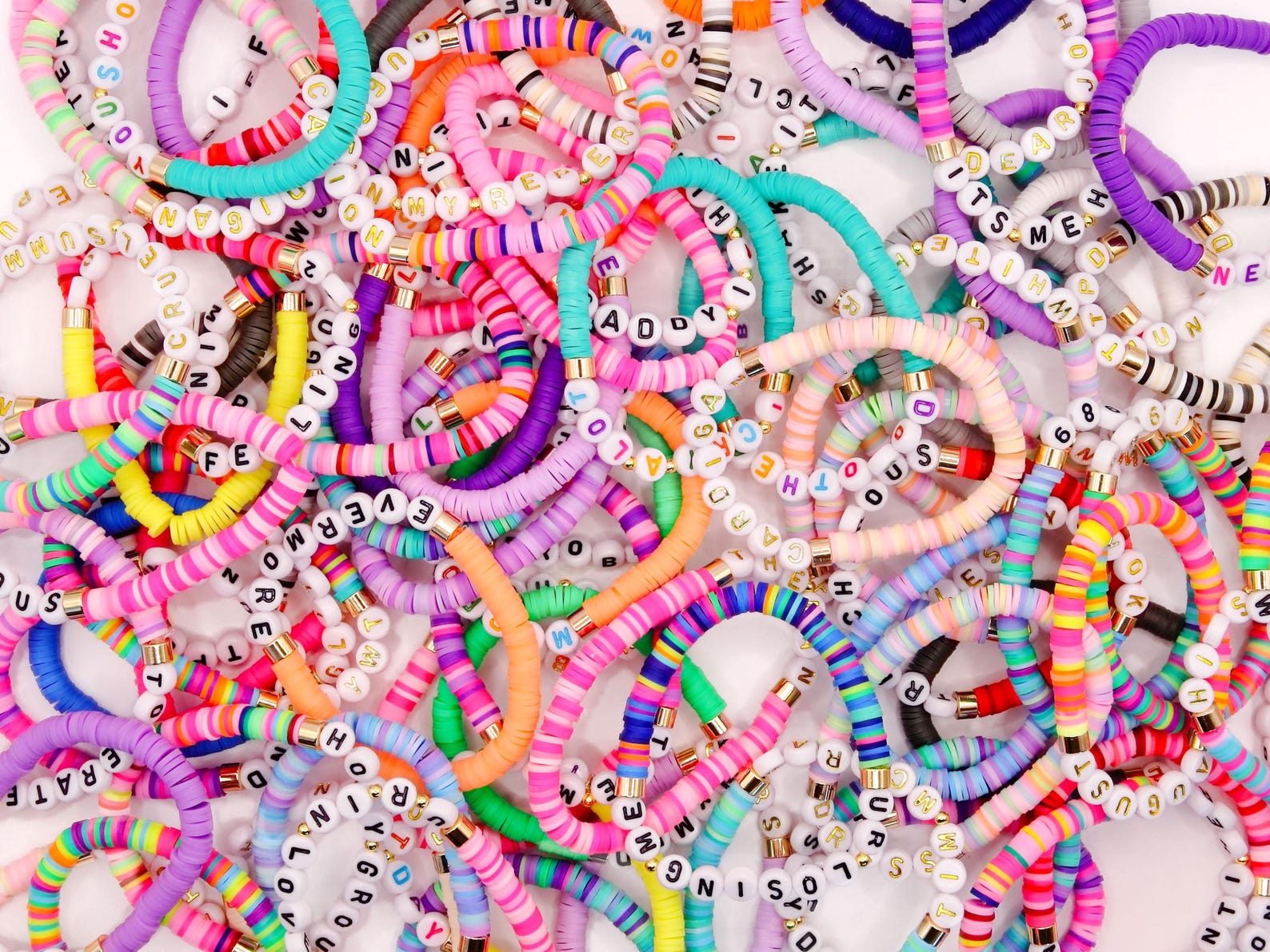 Eras Friendship Bracelets: Gold Plated Beads, Customizable Set of 5 - Etsy