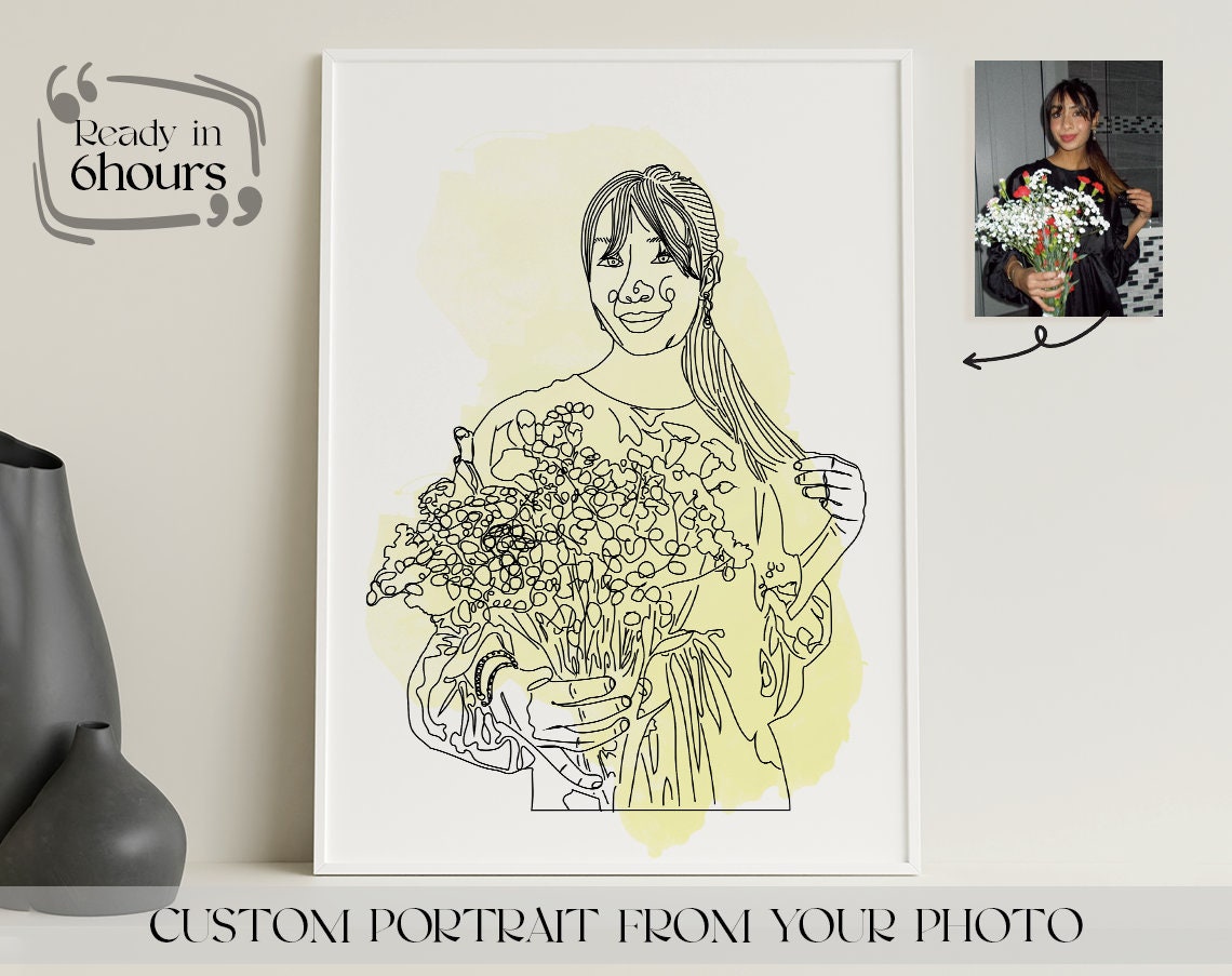 Personalized Drawing, Custom One Line Drawing , One Line Portrait ...