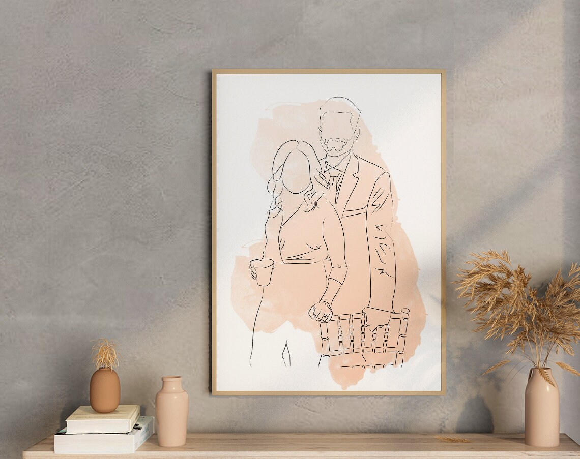 Personalized Drawing, Custom One Line Drawing , One Line Portrait ...