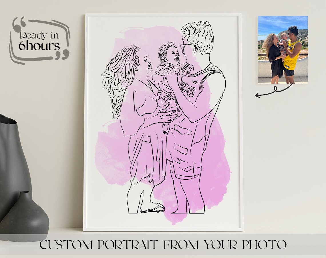 Personalized Drawing, Custom One Line Drawing , One Line Portrait ...