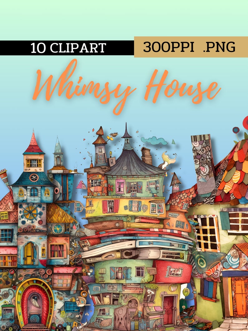 Whimsical House Clipart Bundle - Magical Fantasy Cottage Illustrations ...