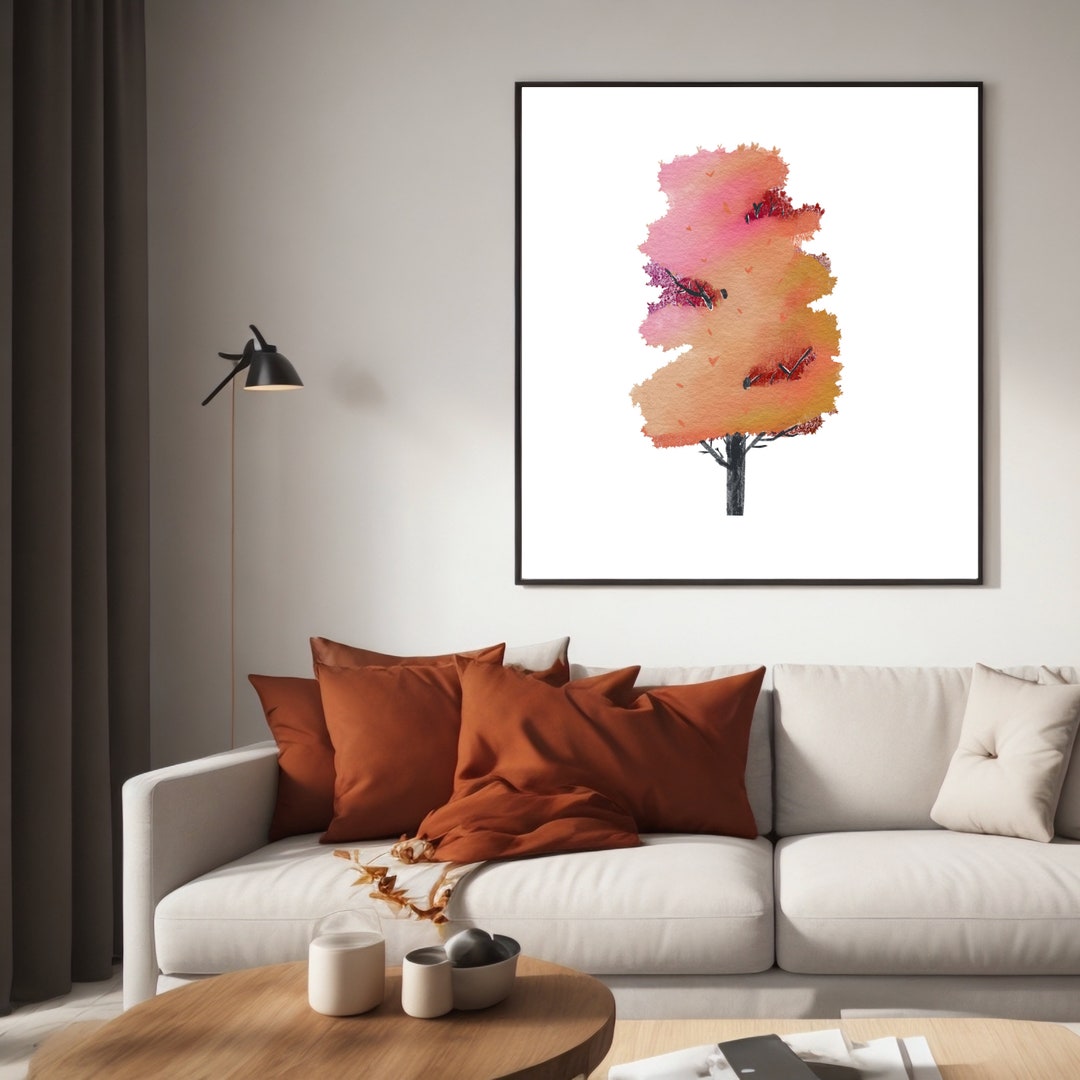 Instant Download Watercolor Fall Tree Wall Art Autumn Tranquility - Etsy