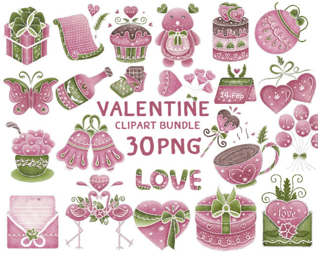 Valentine Clipart Bundle, Valentine Png, Valentine Elements, Love ...