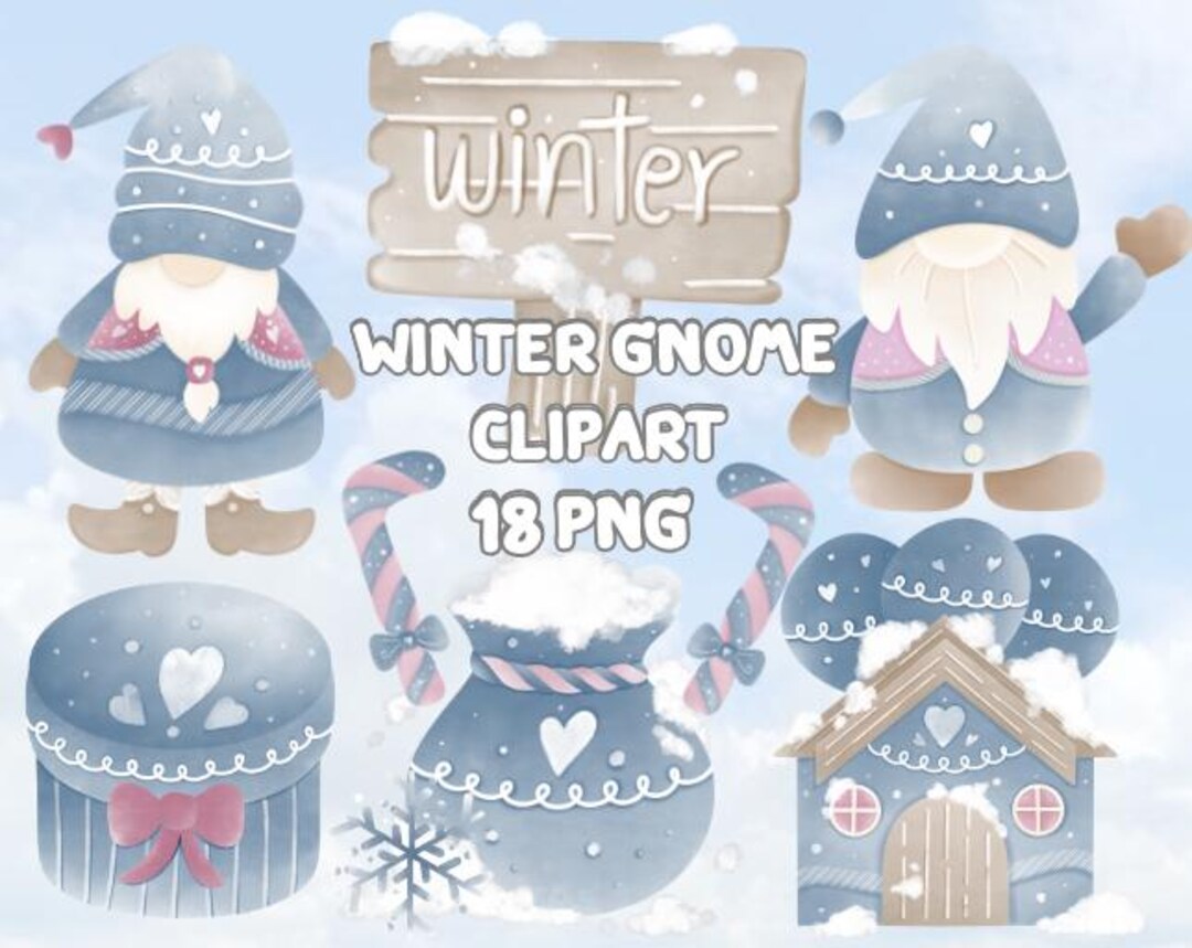Winter Gnomes Clipart, Christmas Gnomes, Blue Pastel Gnomes, Winter ...