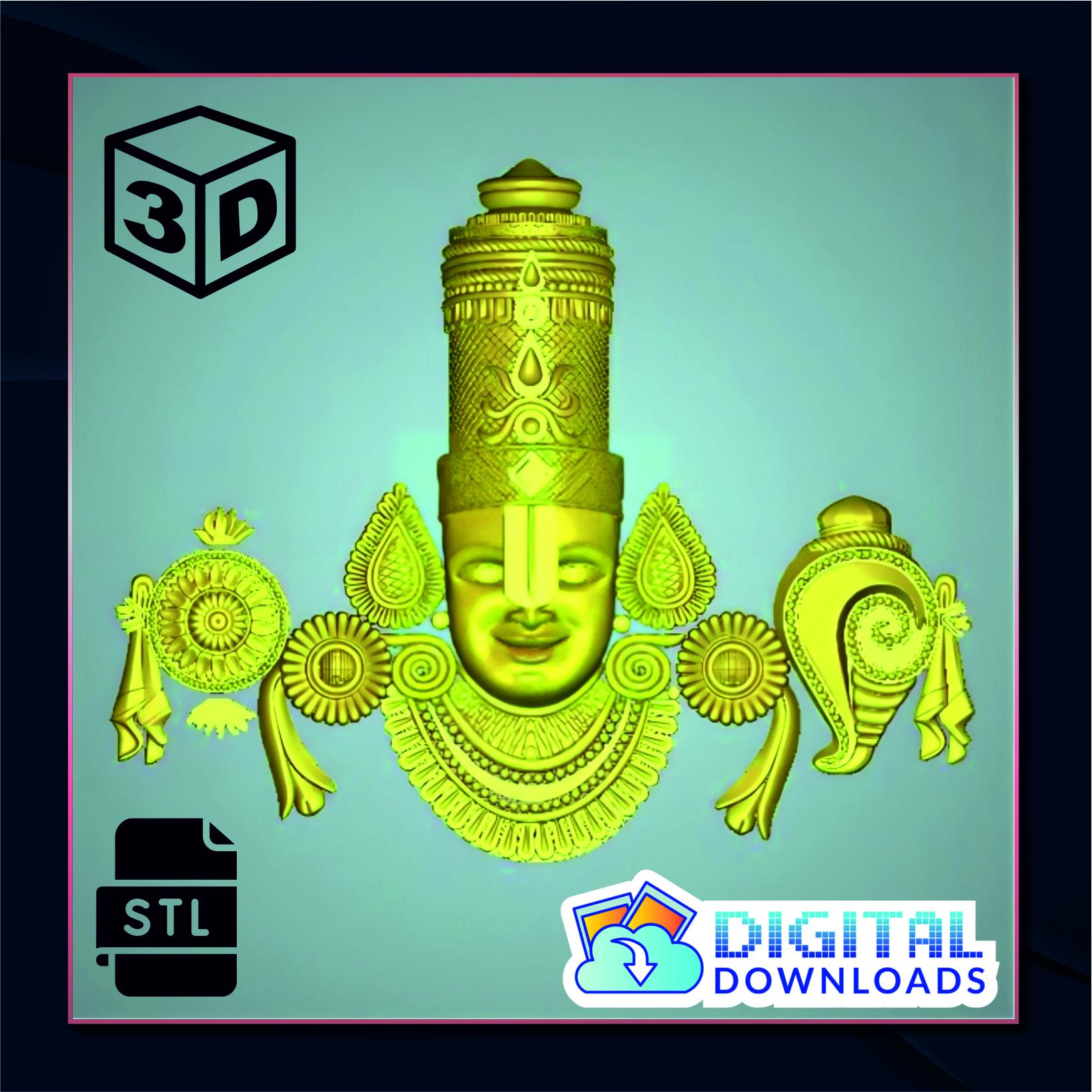 Tirupati Balaji Venkateshwara Swami STL 3D Balaji STL File Balaji 3D ...