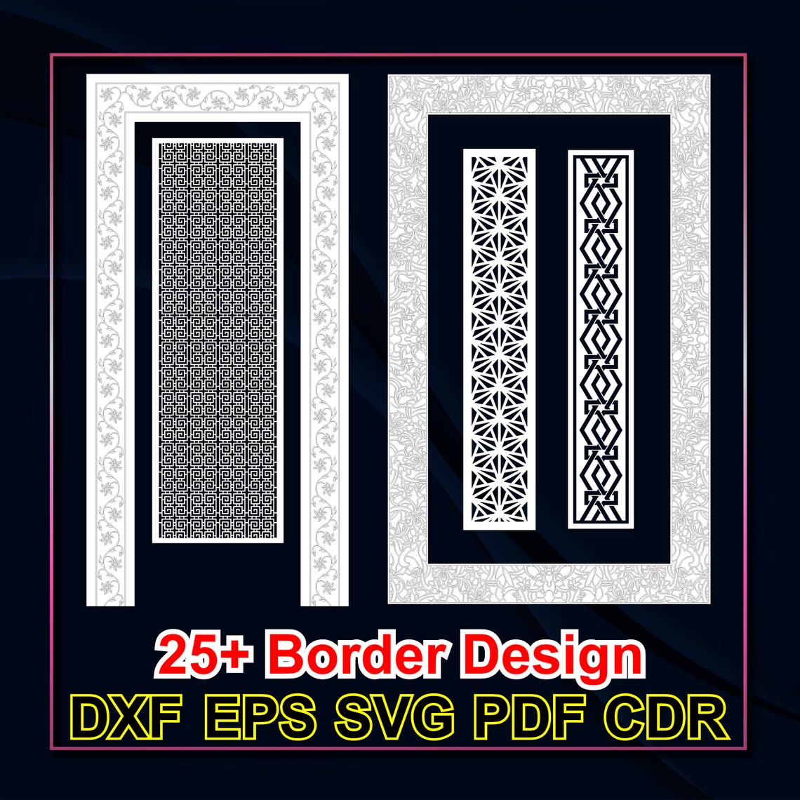20 CNC Border, Cnc Files, Panel Dxf SVG CDR, Laser Cut Files, Cnc Jali ...