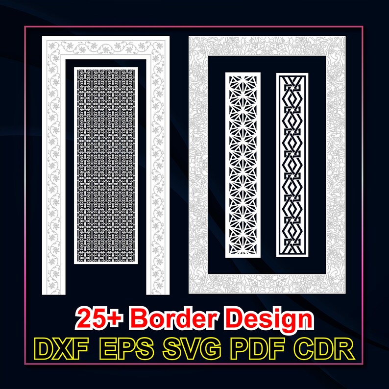20 CNC Border, Cnc Files, Panel Dxf SVG CDR, Laser Cut Files, Cnc Jali ...
