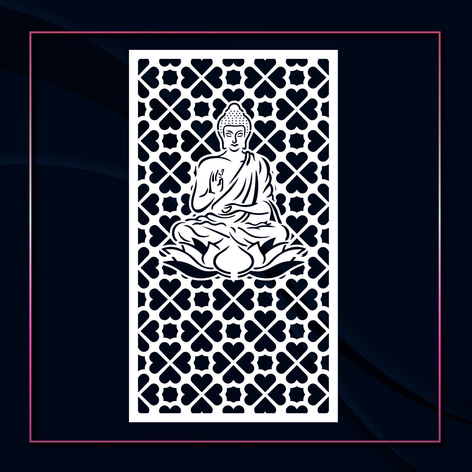 Buddha CNC Jali, Cnc Files, Panel Dxf SVG CDR, Lightburn Art Library ...