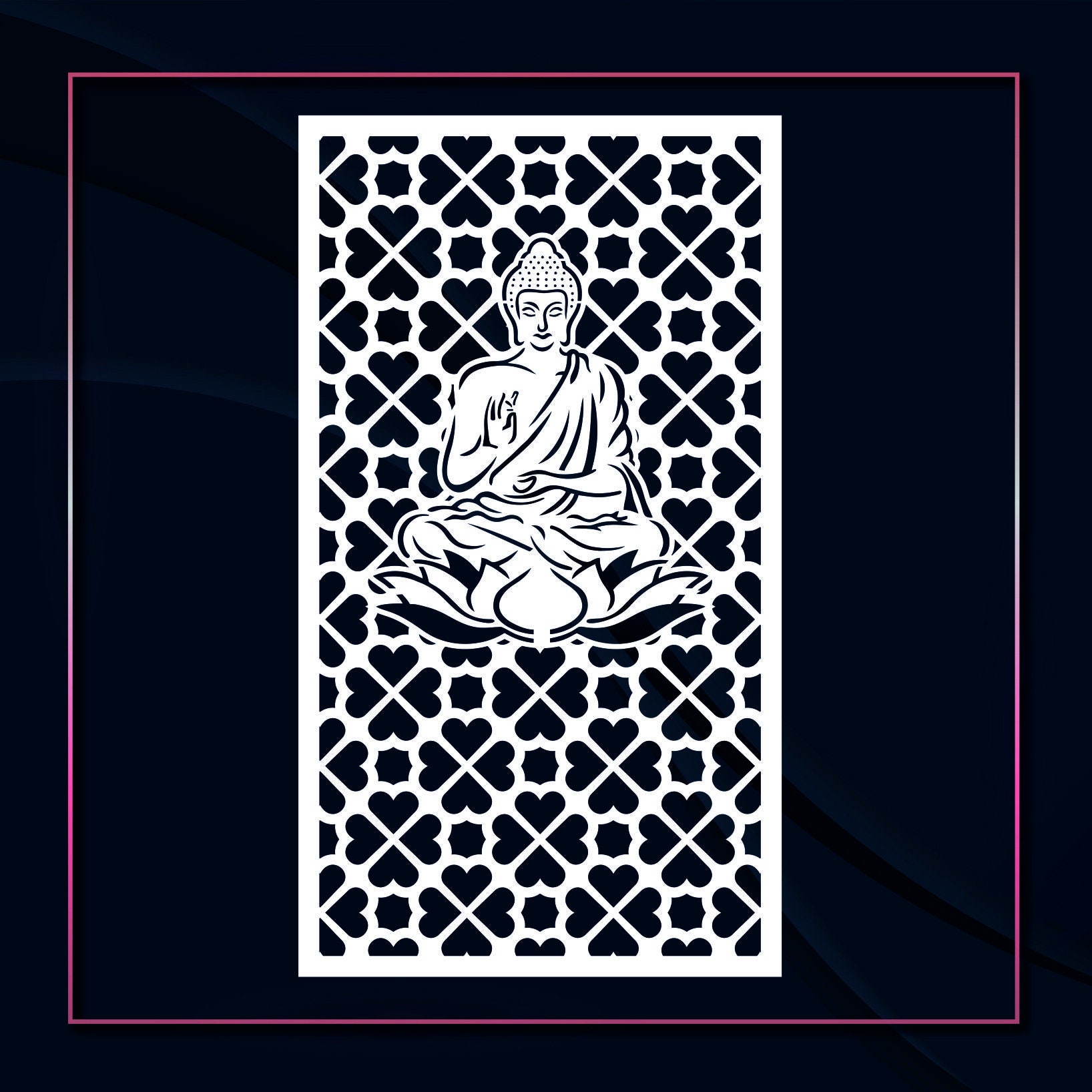 Buddha CNC Jali, Cnc Files, Panel Dxf SVG CDR, Lightburn Art Library ...