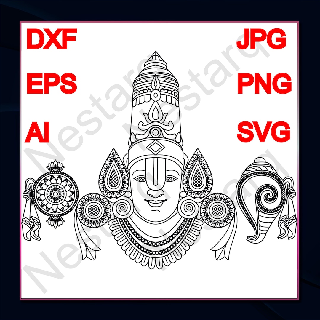 Tirupati Balaji Venkateshwara Swami Mandala CNC File: Laser Cut God DXF ...