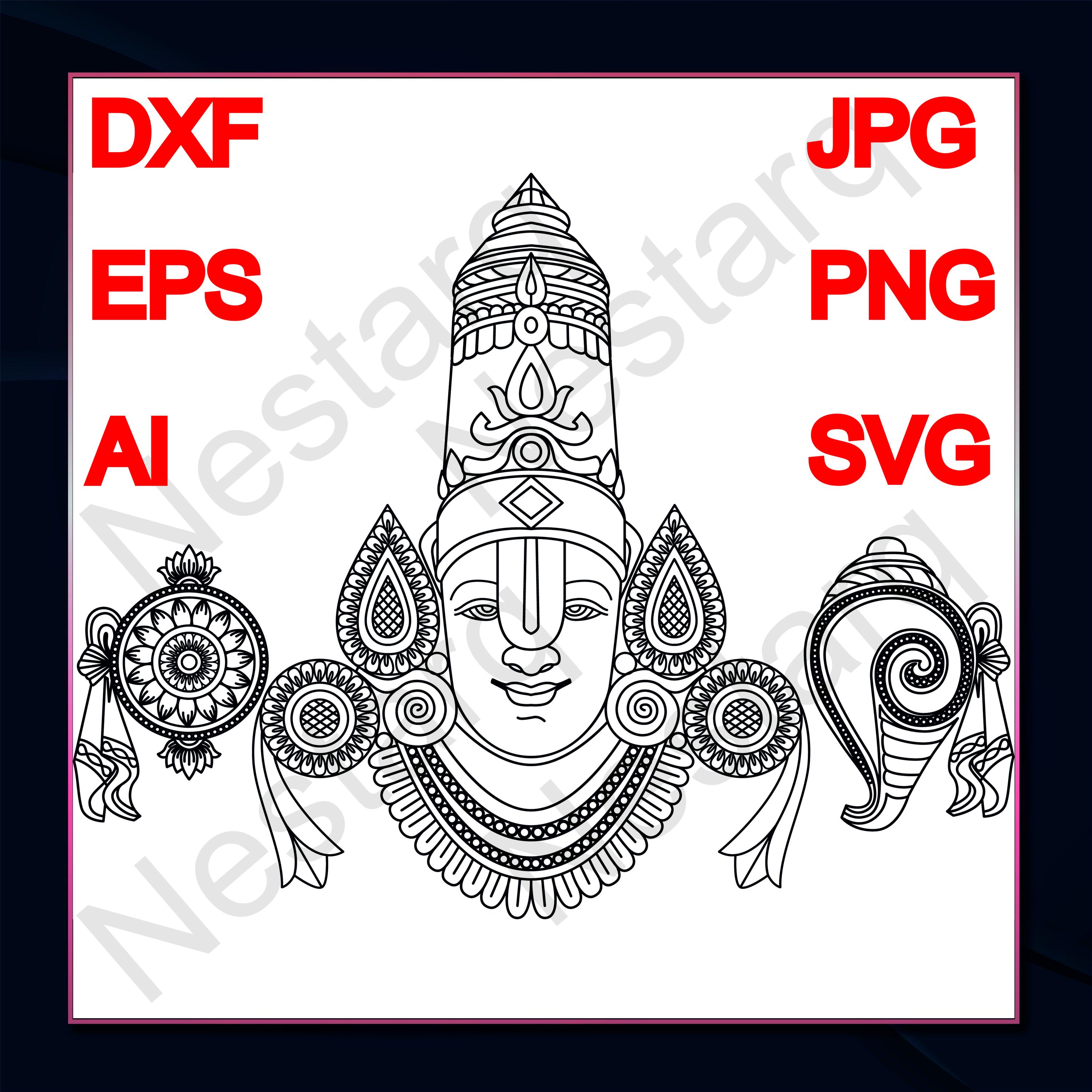 Tirupati Balaji Venkateshwara Swami Mandala CNC File: Laser Cut God DXF ...