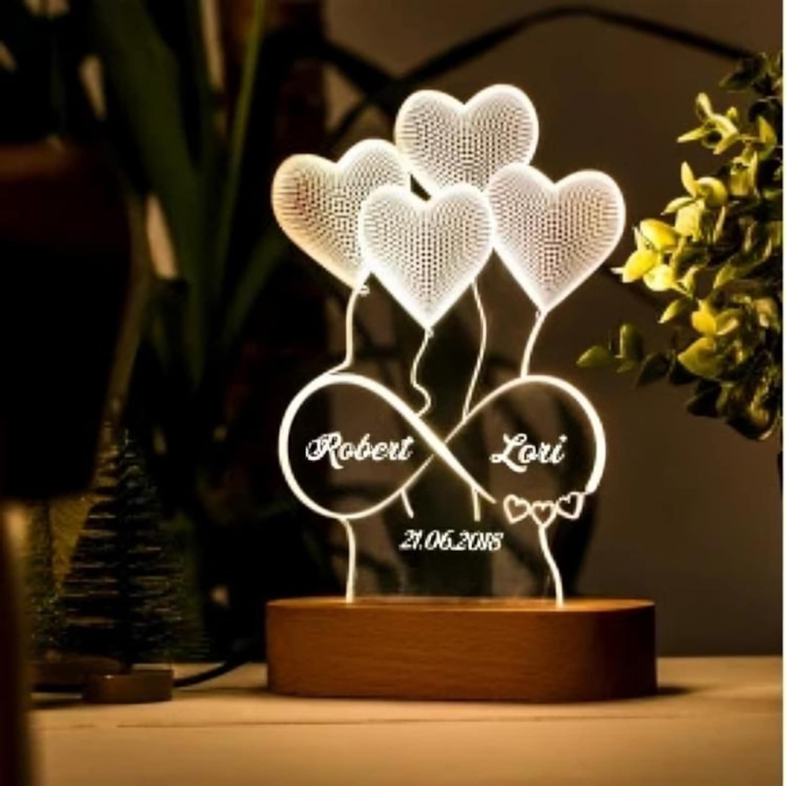 Personalized 3D Illusion Lamp, Personalized Gift Led Light ...