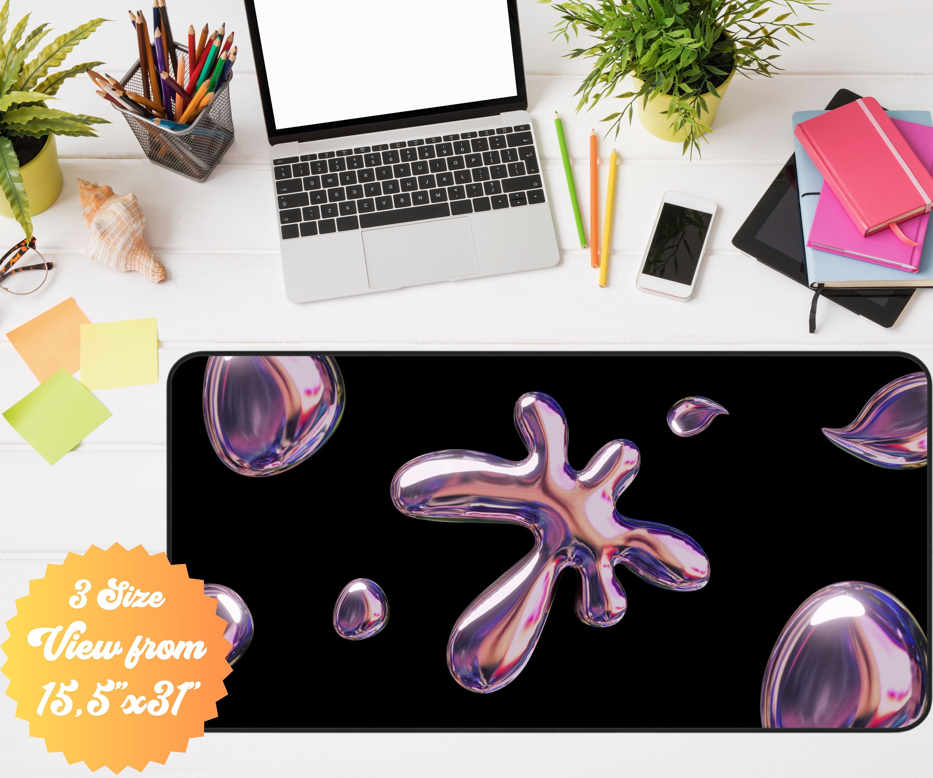 Deskmat, Liquid Rose Gold Tone Large Desk Pad, Matalic Tones, Chinese ...