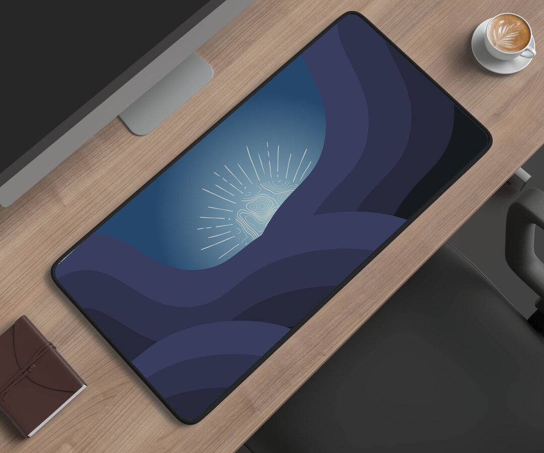 Dark Blue Deskmat, Blue Sun Set Large Desk Pad, Extend Gaming Mouse Pad ...