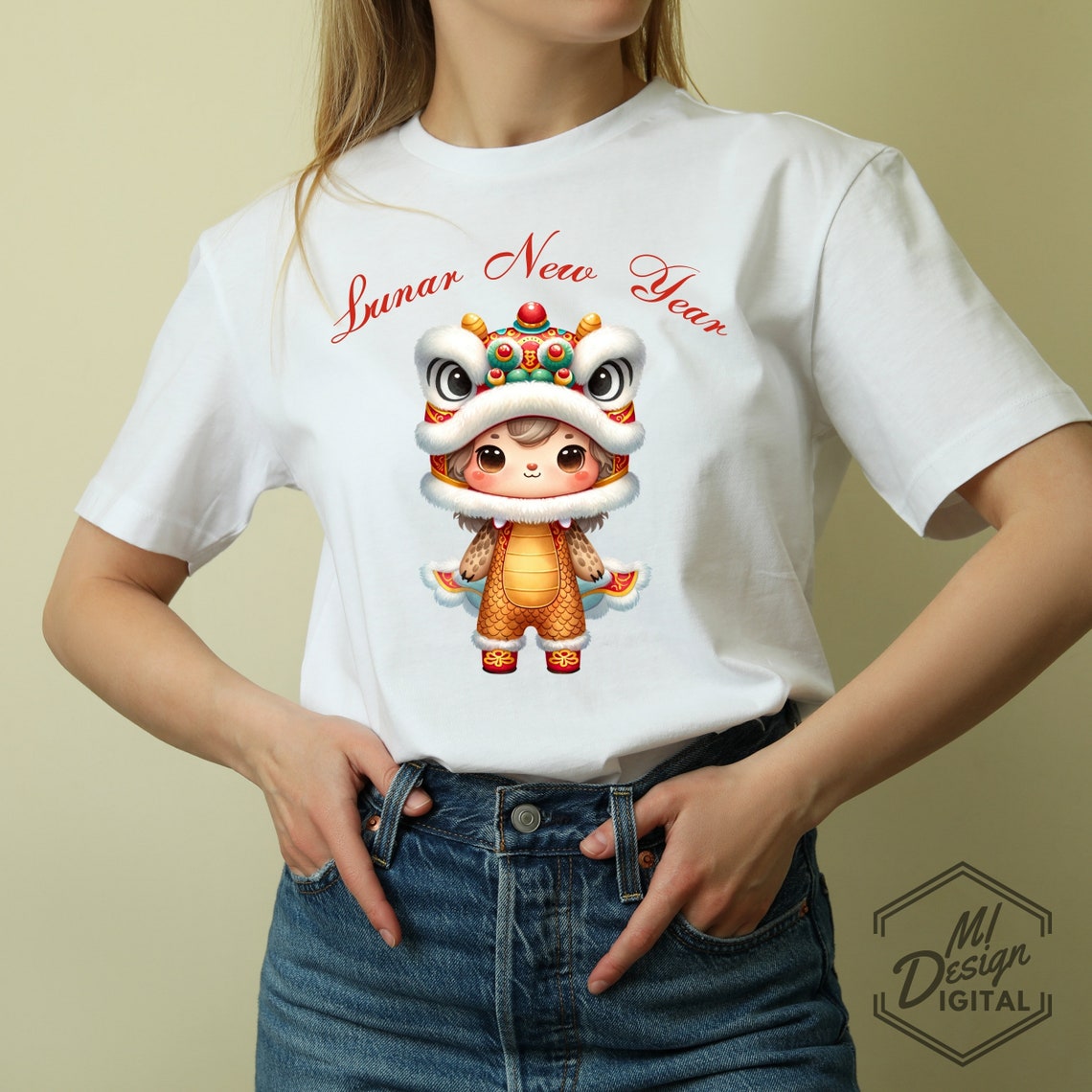 Lunar New Year Animal Zodiac Lion Dance, Watercolor Cute Animals ...