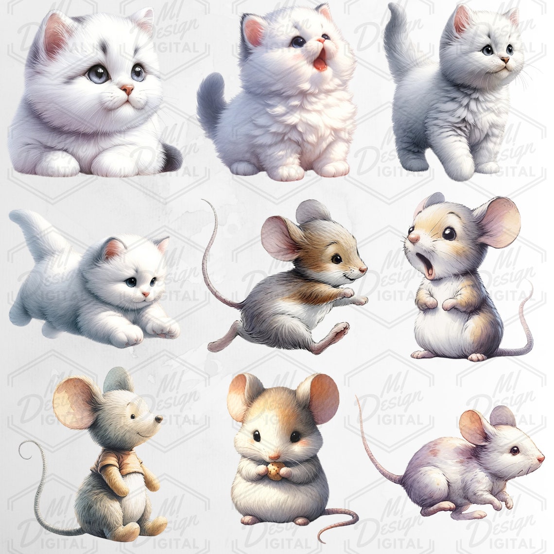 Chubby Kitten, Chonky Cats Clipart Set, Kawaii Kitten Graphics, Animals ...