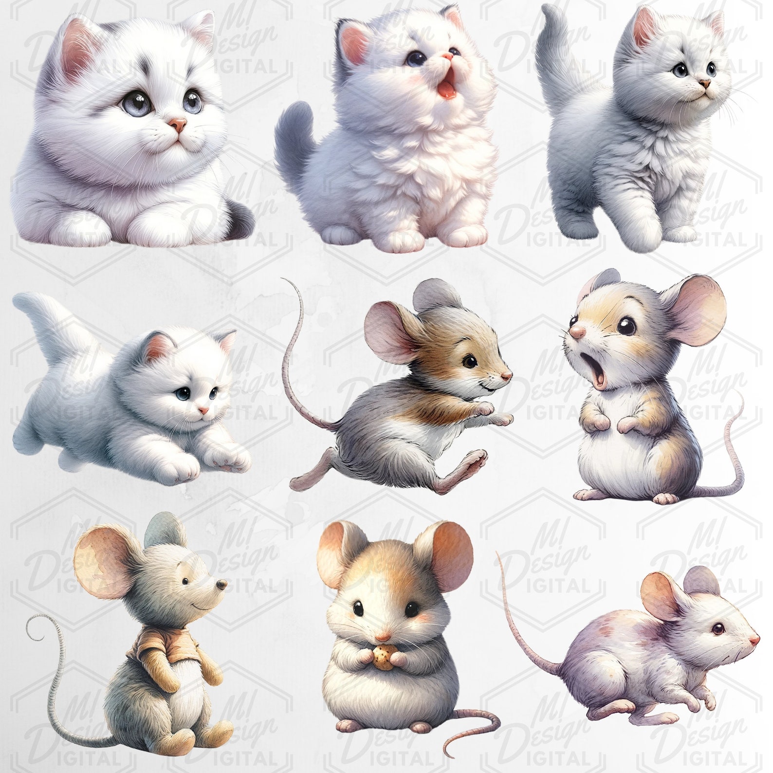 Chubby Kitten, Chonky Cats Clipart Set, Kawaii Kitten Graphics, Animals ...