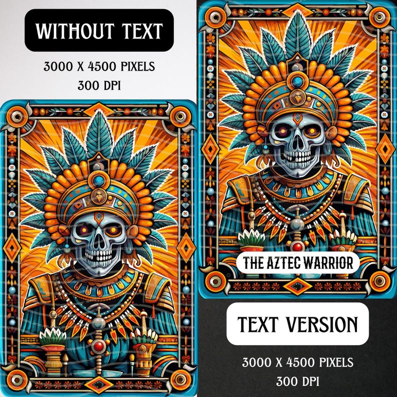 The Aztec Warrior Tarot Card PNG, Funny Skeleton Sublimation Design ...