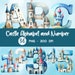 Castle Alphabet and Numbers, Watercolor Fairy Tale Castle Clipart PNG ...